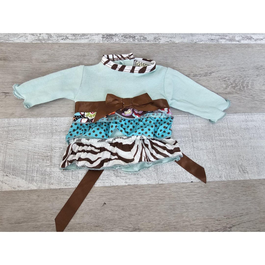 Ann Loren 18" Doll Clothes Ruffles Brown Blue Fit OG American Girl ...
