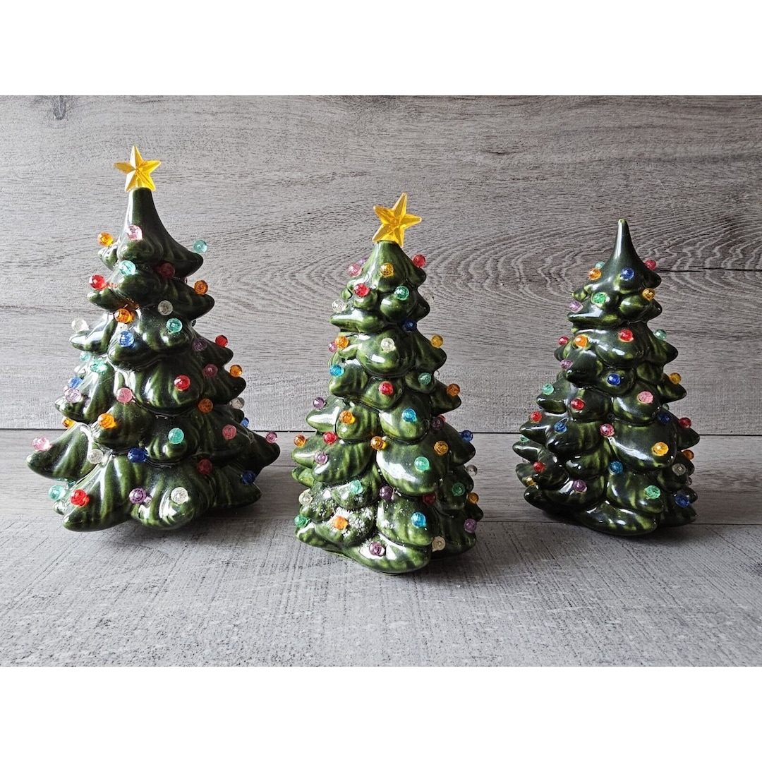 Vintage Ceramic Christmas Tree 6-8 Lot 1970s 1990s Rainbow Lights Small ...