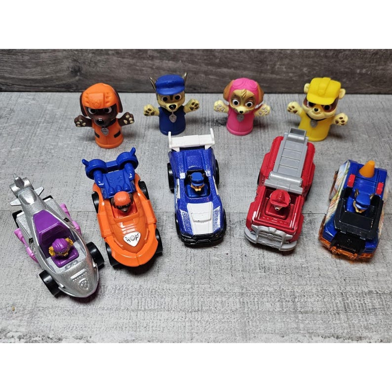 Paw Patrol Cars Bundle Figure Paw Patrol Play Time Bonus Finger Puppets ...