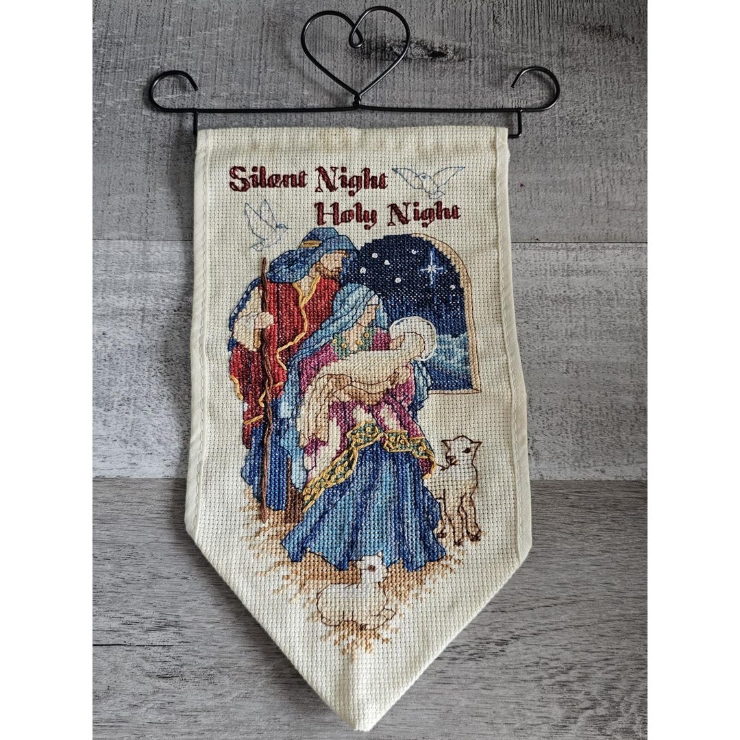 Vtg Dimensions Banners Cross Stitch Nativity Holy Night Kit 8583 ...
