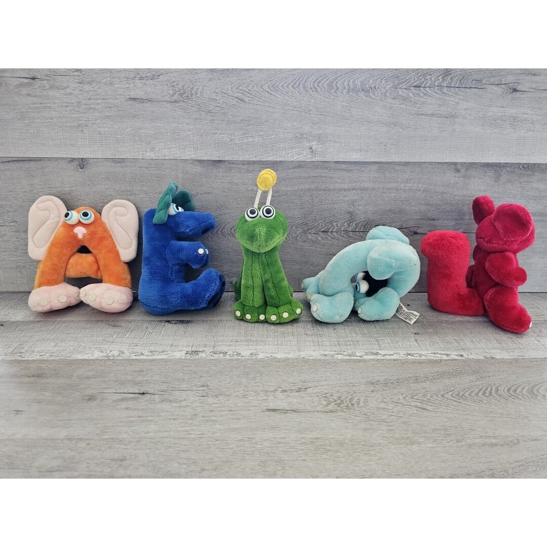 Vtg Alpha Critters Letters VOWELS 1986 Lloyd Gilbert Learning Plush A E ...