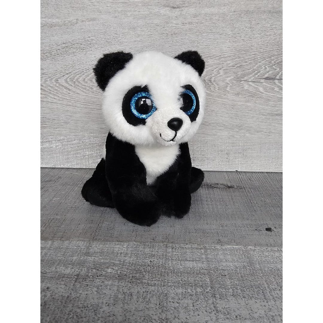 TY Beanie Boo MING Plush Panda Bear Velvety 7" Stuffed Animal Toy Big ...