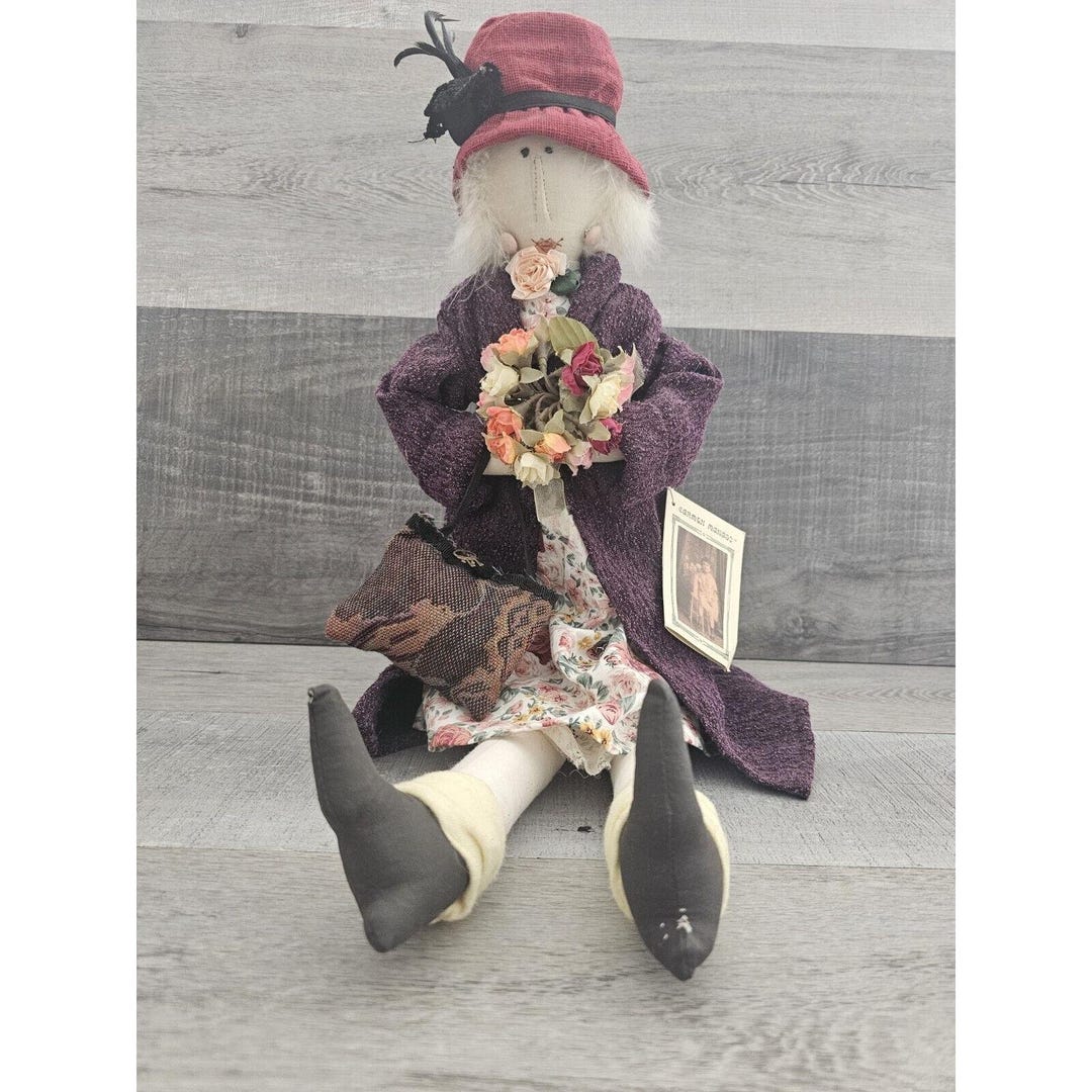 Carmen Manago Hazel Old Lady Doll Shelf Sitter Original Tag Rag Cloth ...