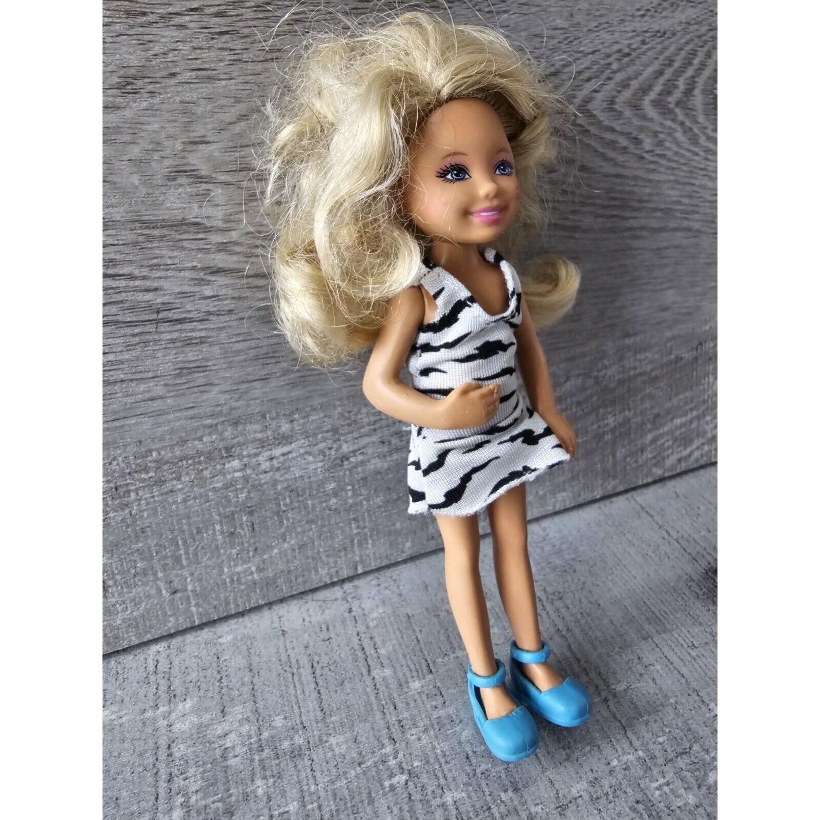 Barbie Sister Chelsea Doll Long Blonde Hair Mattel Zebra Animal Print ...