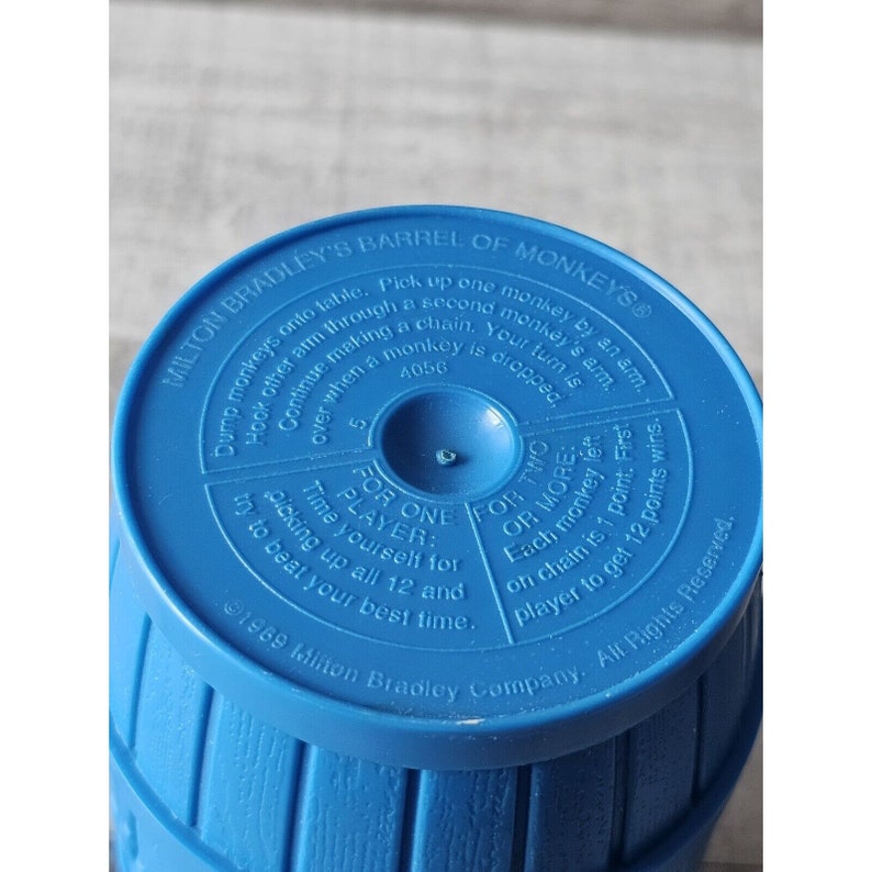 Vintage Barrel of Monkeys Game 1969 Milton Bradley Blue Barrel Red ...