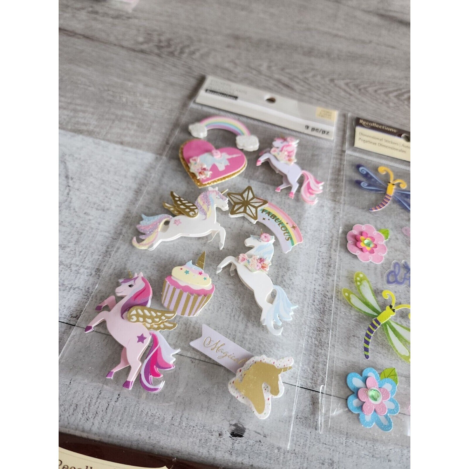 3D Stickers LOT - Recollections - Unicorns Girls Flowers Dragonflies ...