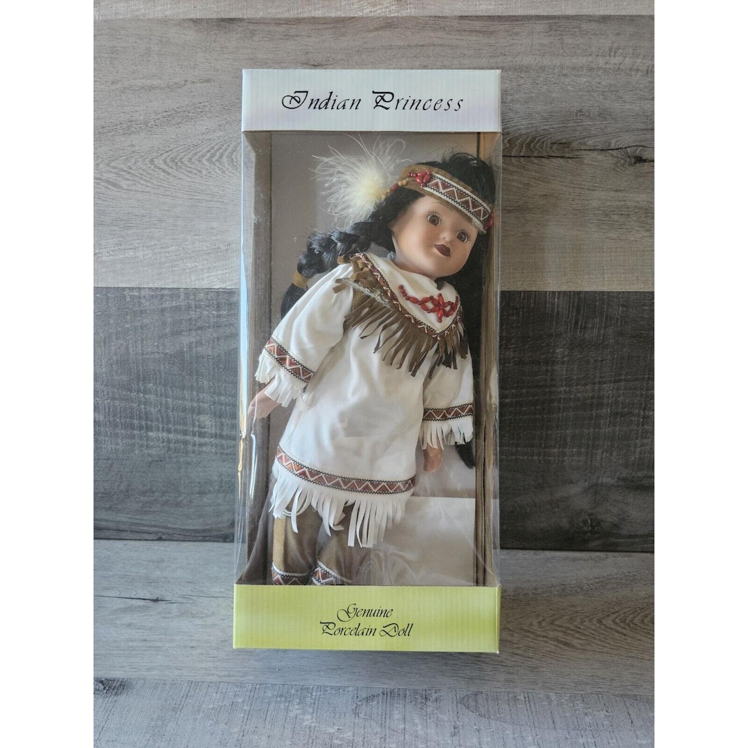 Vtg Native American Indian Princess Porcelain Doll 15" Large Original ...
