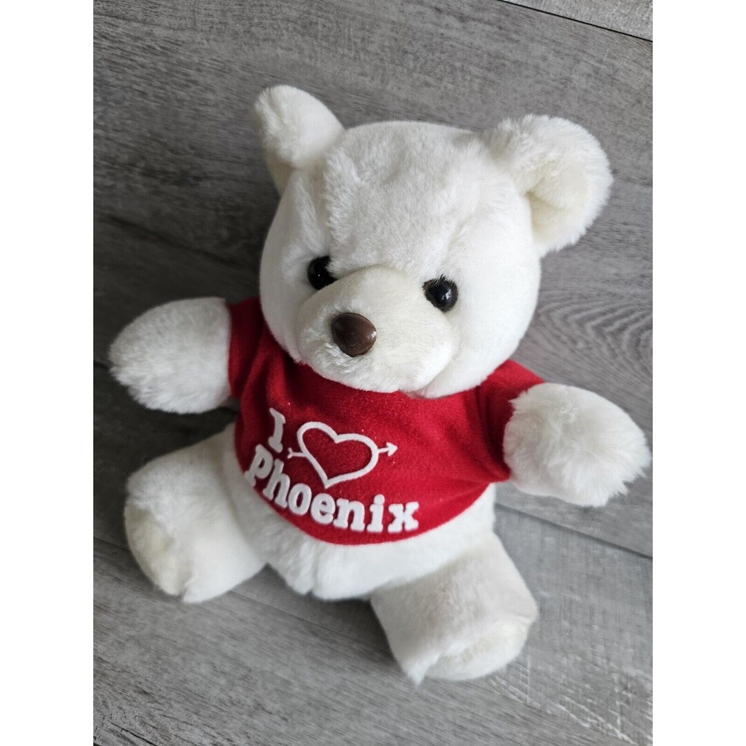 Vtg I Love Phoenix Teddy Bear Wearing Red Bow and Shirt 11" Arizona ...