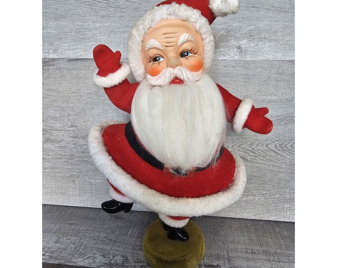 Vintage Dancing Santa Claus Midcentury Flocked Figure Japan 13" Rare - Etsy