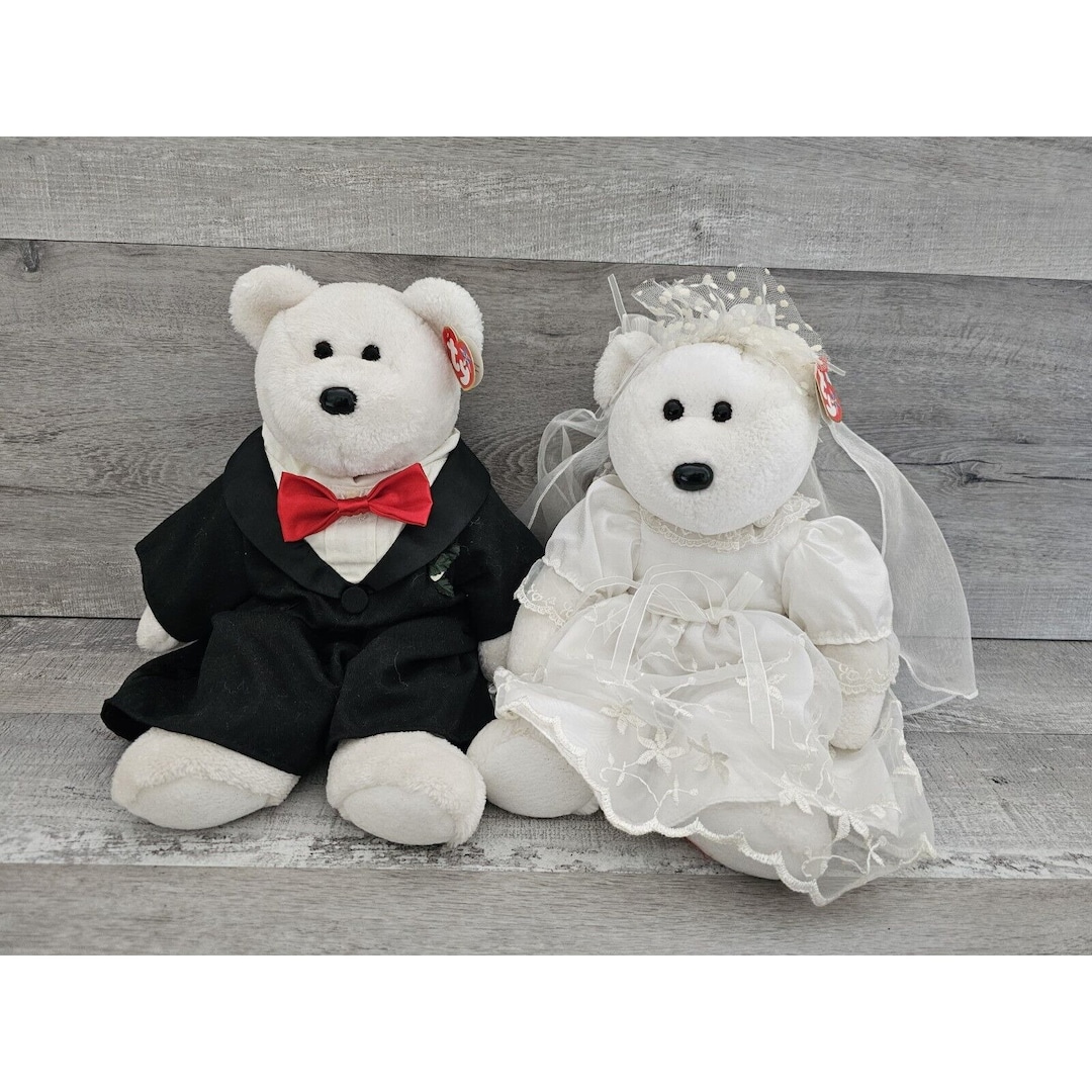 Ty Beanie Babies Mr & Mrs Rare Vintage 2001 Wedding Anniversary Gift 2 ...