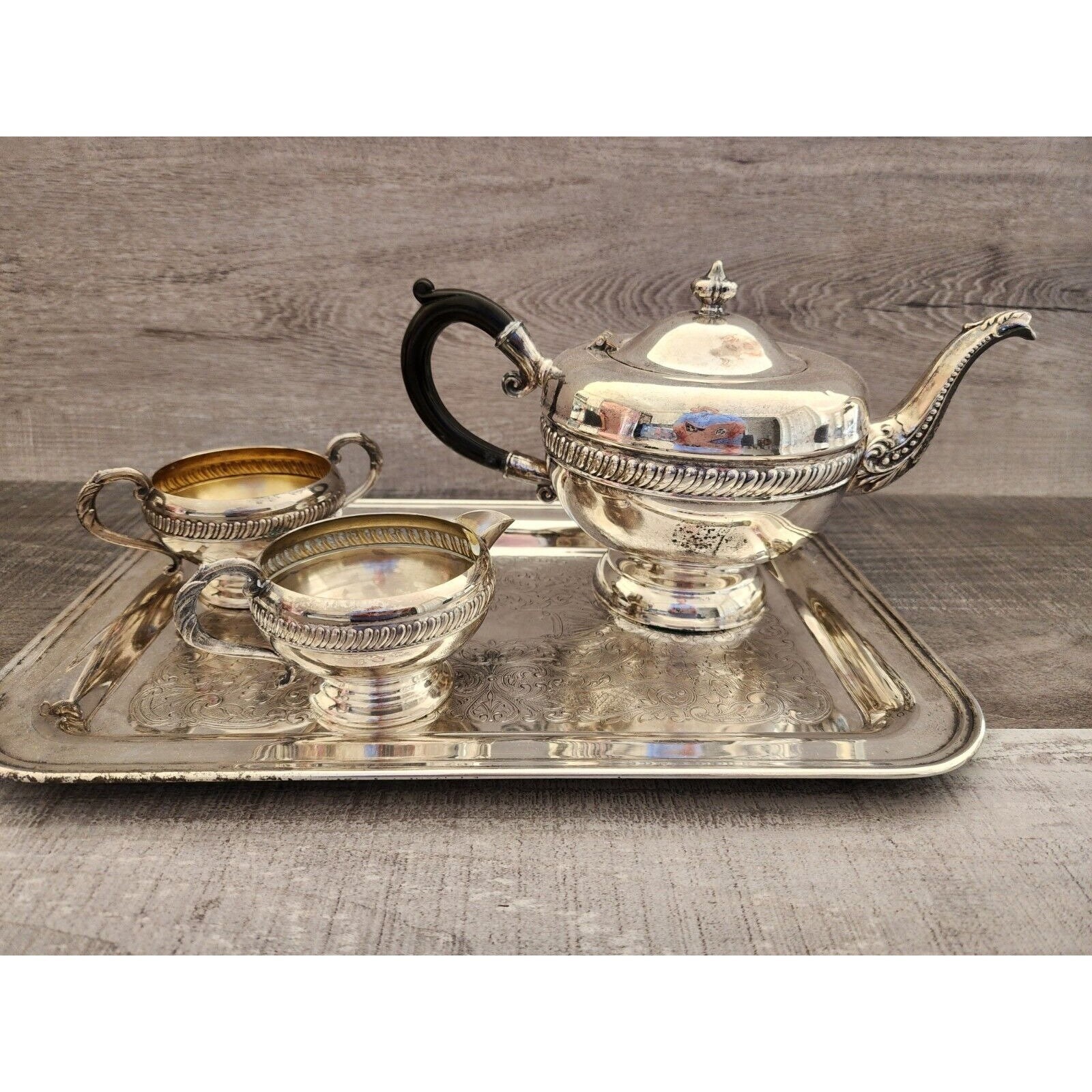Vintage WM Rogers Silverplate 4-piece Tea Set Ornate Tea Set W - Etsy