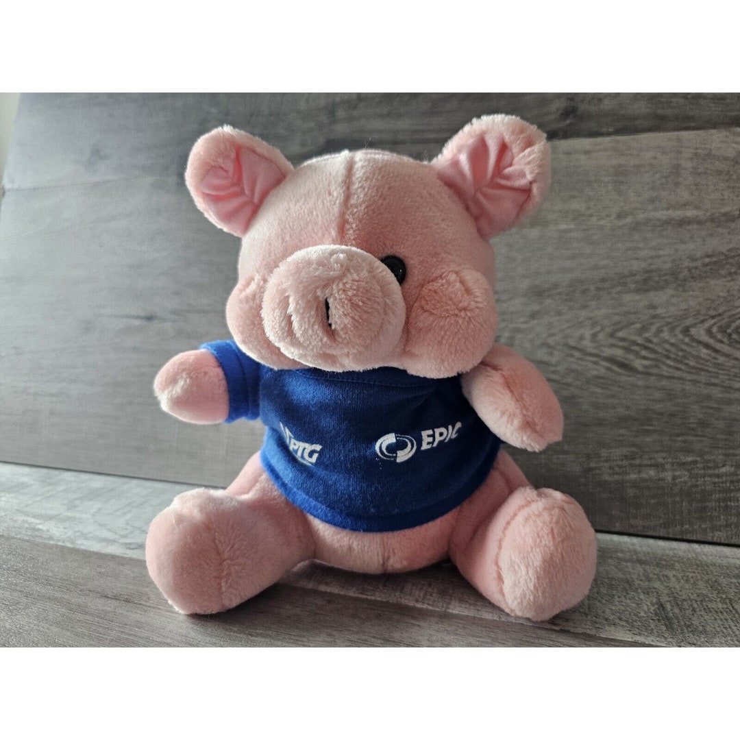 Vintage 8" Plush Piggy Pig Hog Doll Stuffed Toy W PTG Epic Tshirt 1990s ...