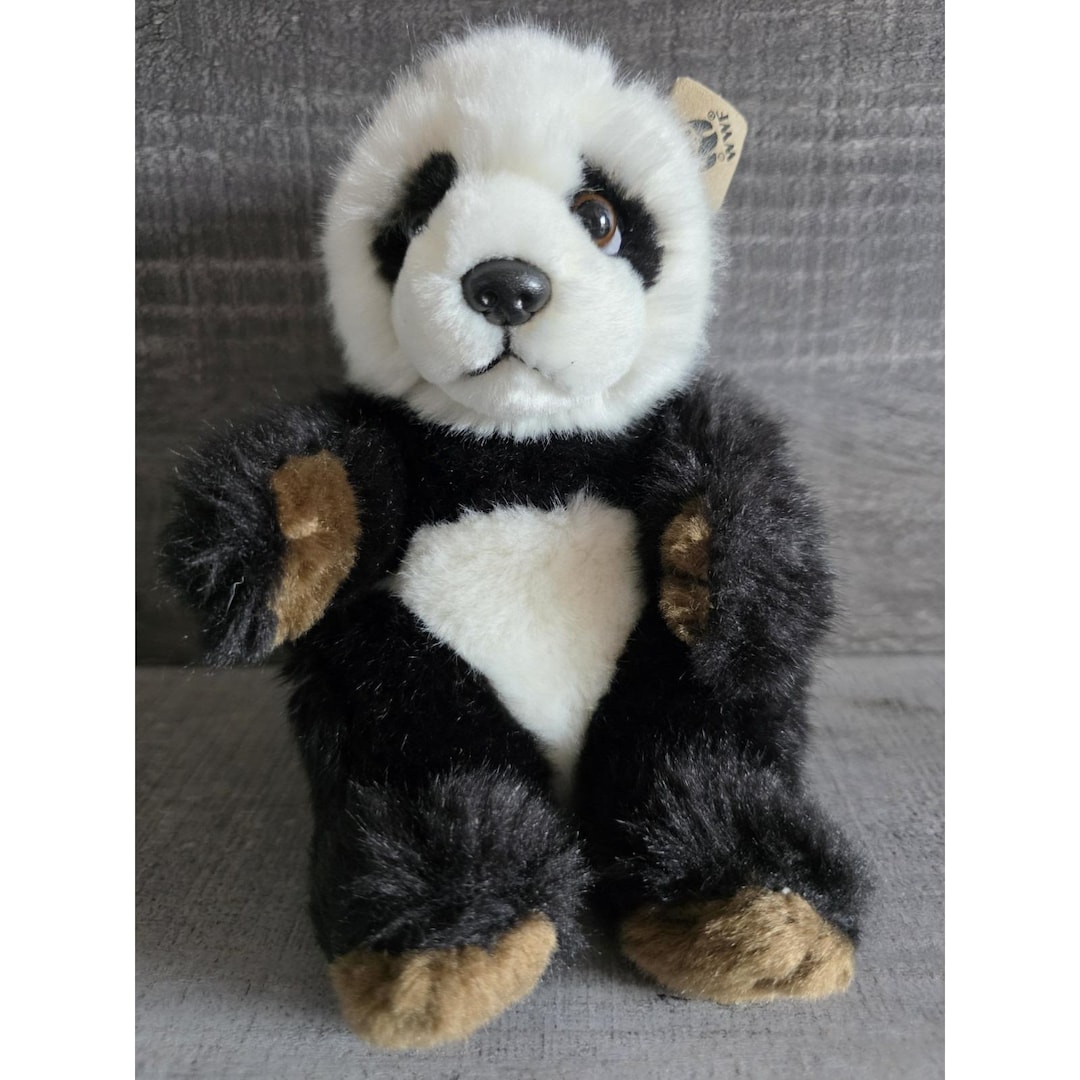 Panda Bear WWF Plush Black White Stuffed Animal 6” Vtg 1986 Toys R Us ...