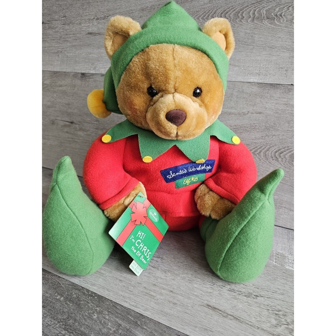 Vtg Hallmark Chris the Elf Bear Santa's Workshop #25 Plush Teddy Bear ...