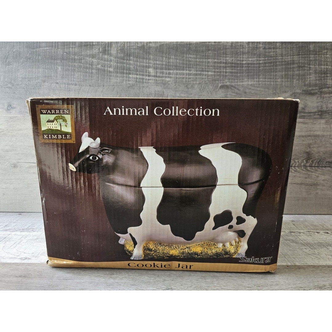 Vintage Sakura Warren Kimble Hand Painted Cow Cookie Jar/canister New ...