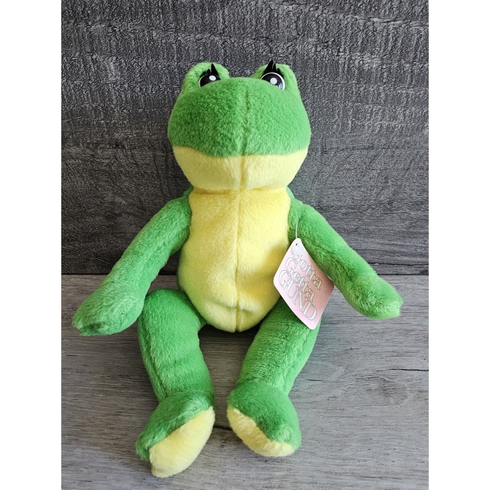 Vtg Gund Flash the Frog Toad Green Yellow Plush 14 Toy 40812 Stuffed Animal New Etsy UK