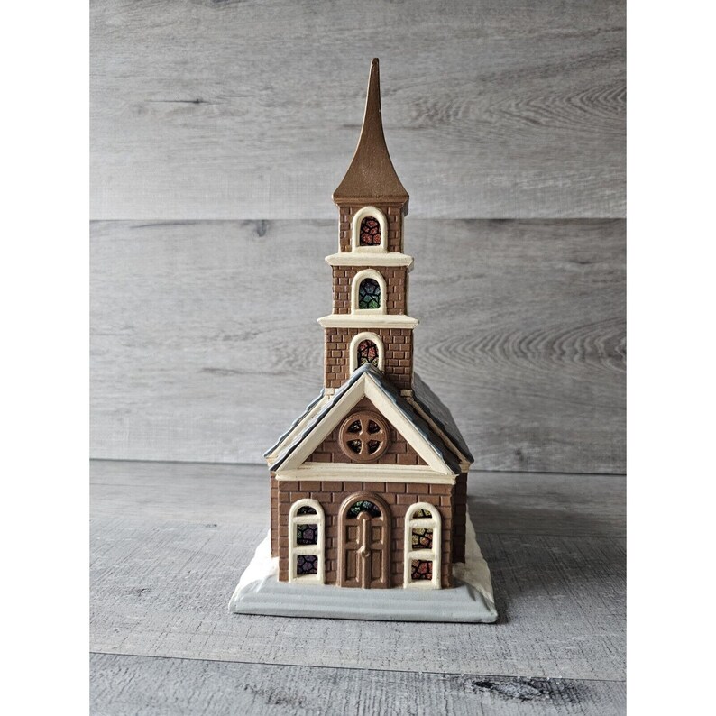 Vintage Stained Glass Church Christmas Village Byron Molds 1980 ...