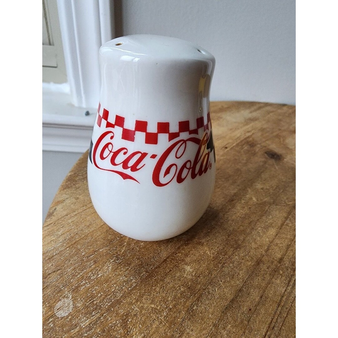 Vintage Coca Cola Checkered White Ceramic Salt Shaker by Gibson 1996 ...