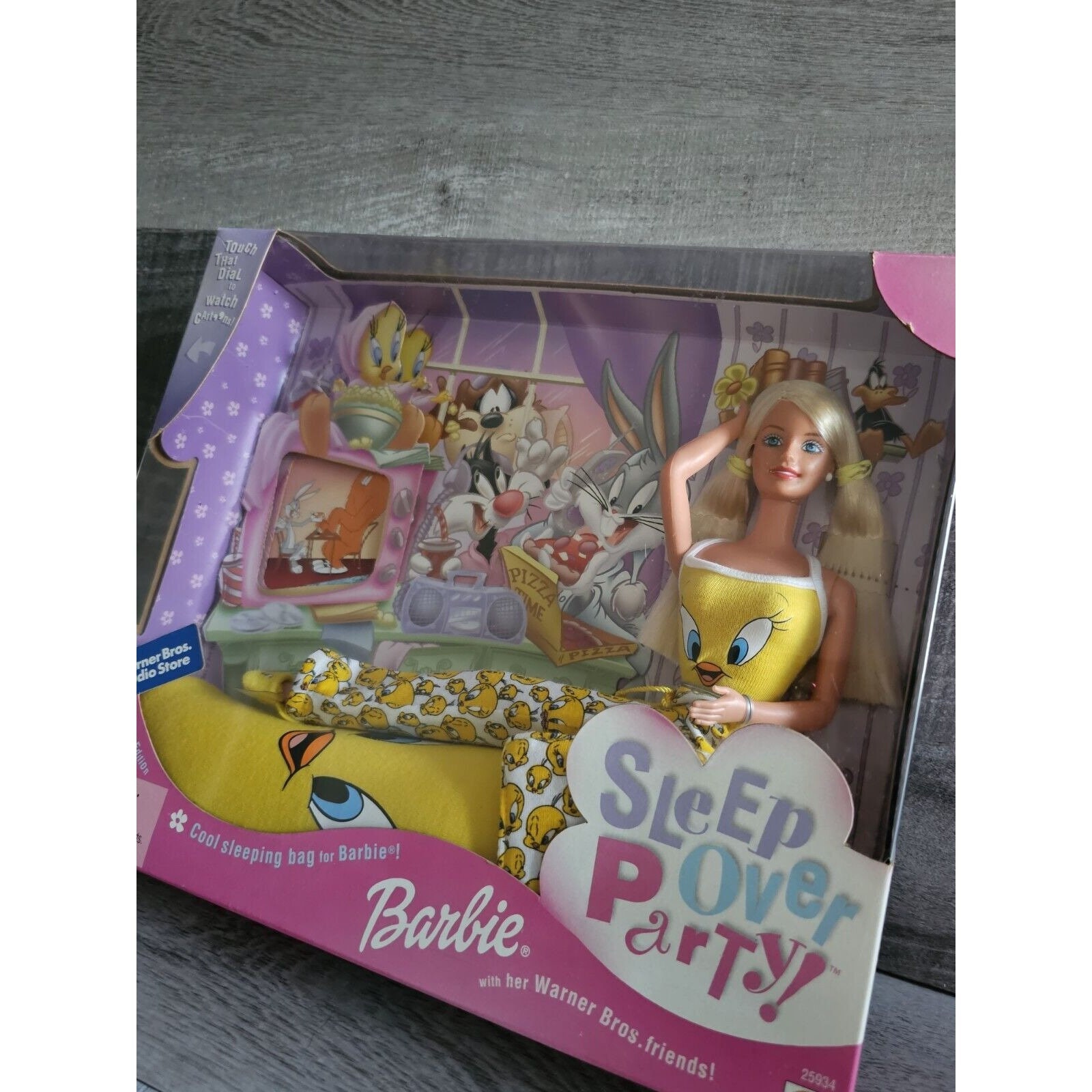 Vintage 1999 Barbie Sleep Over Party Warner Brothers Doll Tweety Looney ...