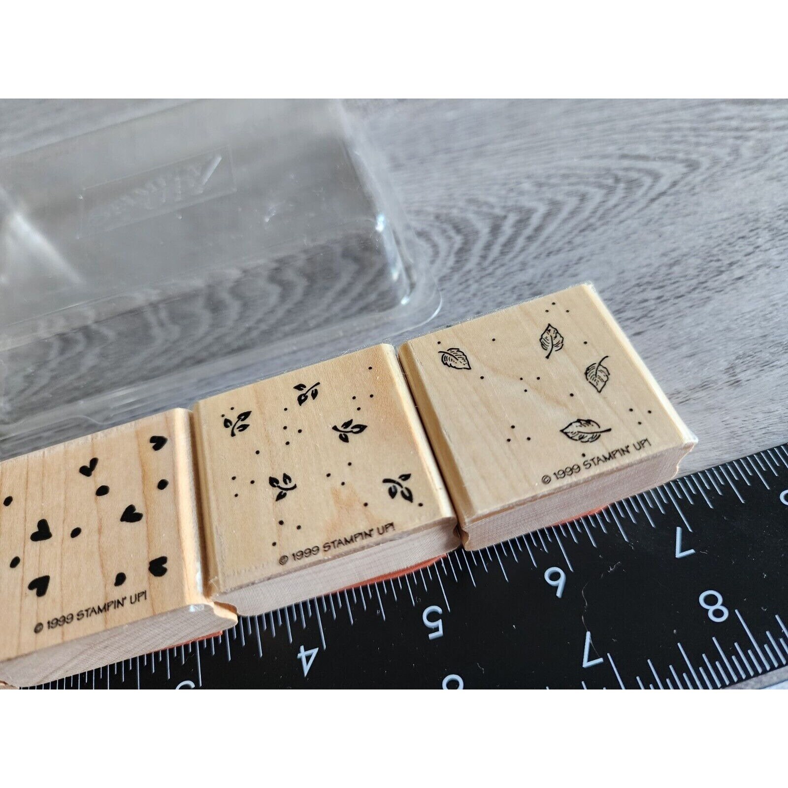 Stampin up PETITE PATTERNS Rubber Stamp Set Lot 4 1999 Hearts Leaves ...