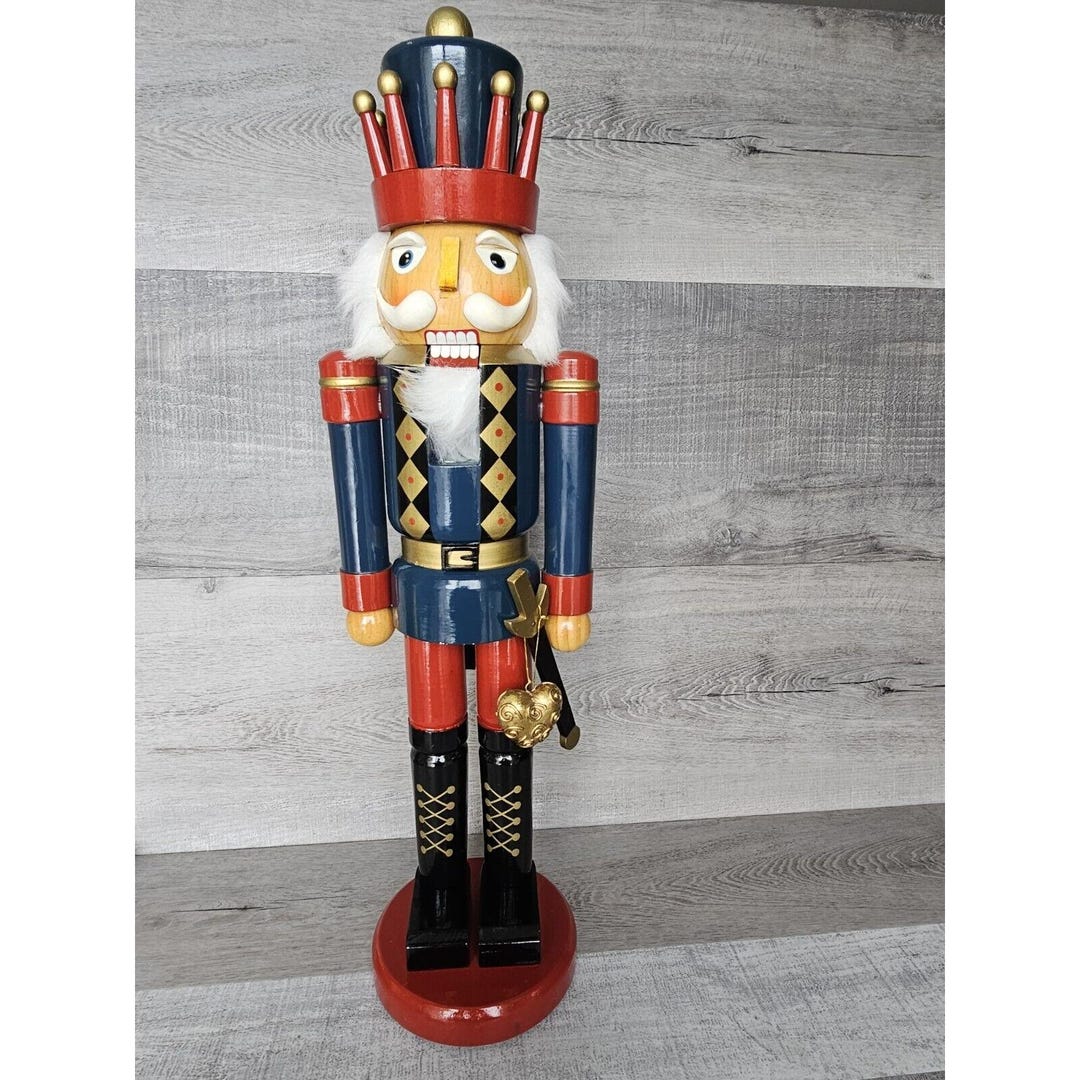 Vintage Kmart 24" Wooden Nutcracker Soldier Holidays Guard Sword Gold Heart - Etsy