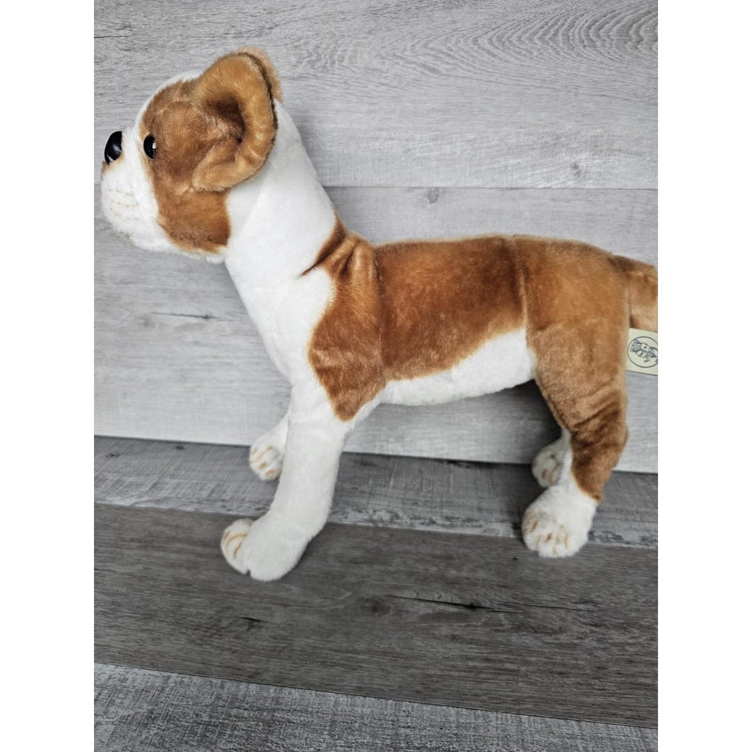 Realistic Bobby Boston Terrier Boxer 15" Large Dog Stuffed Animal Plush ...