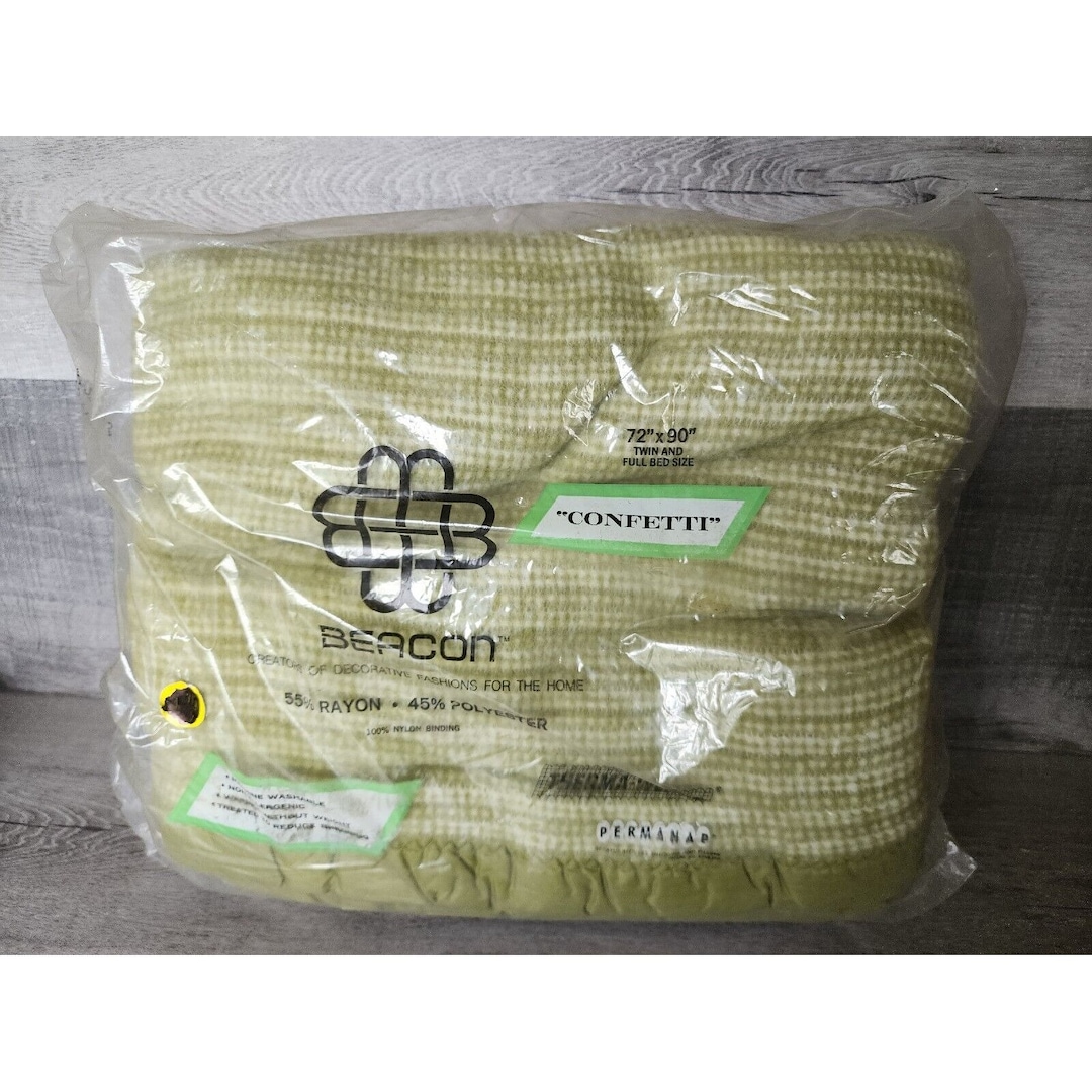 Vintage Thermal Beacon Blanket Package Green Twin Full Woven Polyester ...