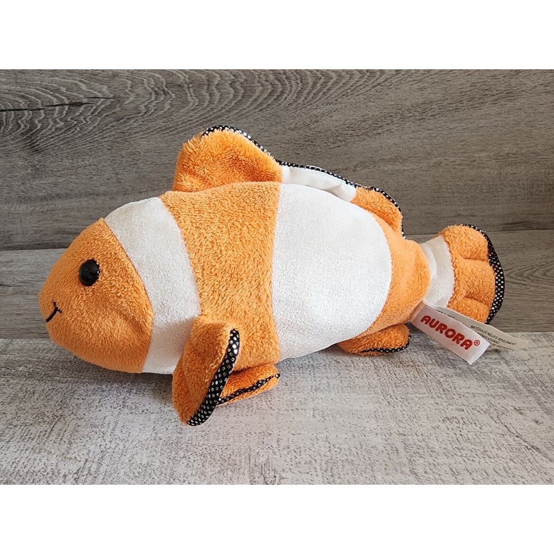Aurora Mini Flopsie Clownfish 8" Plush Stuffed Animal Orange White Fish ...