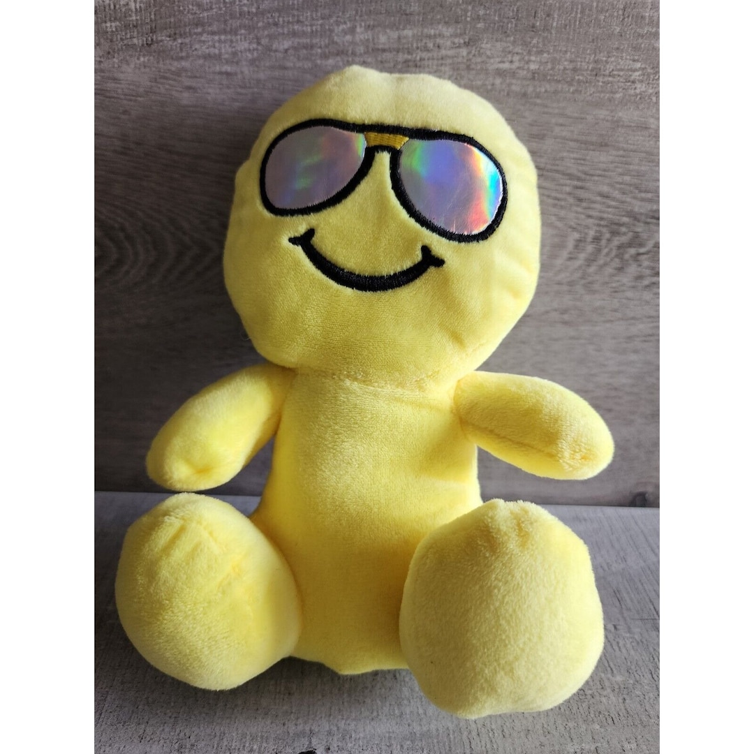 Emoji Plush Yellow Smiley Face Stuffed Animal 8 Sitting W Sunglasses - Etsy