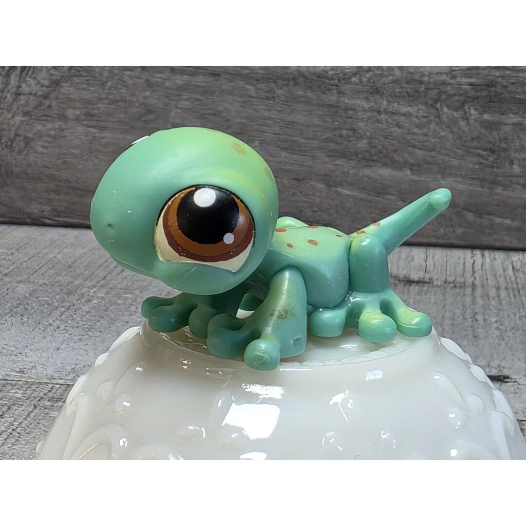 Littlest Pet Shop LPS #111 Green Brown Spotted Gecko, Brown Eyes ...