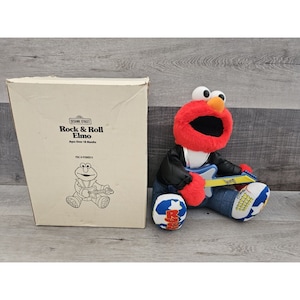 Vintage Sesame Street Rock & Roll Elmo Doll Guitar Sings TYCO 1997 in ...