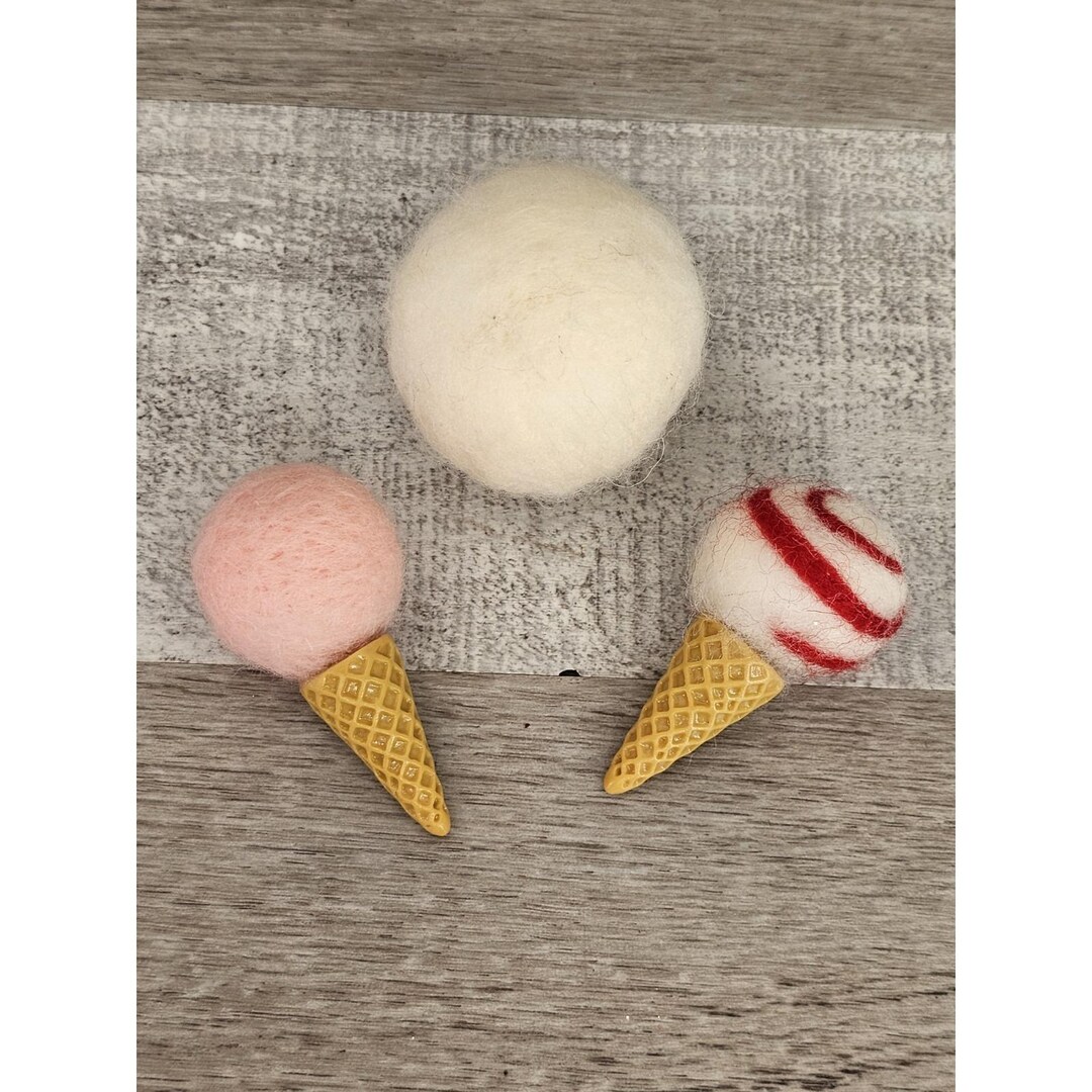 Ice Cream Cone Felt Diorama Village Christmas Decor Snowball Mini 206b ...
