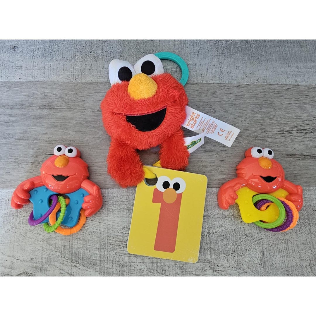 Sesame Street Red Elmo Activity Baby Toys Lovey Bright Starts Teether ...