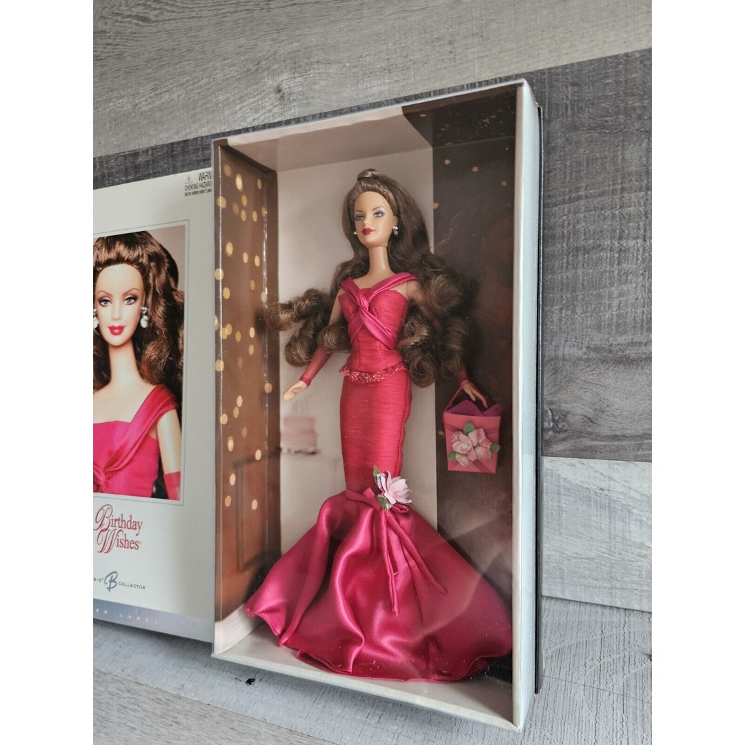 Mattel Birthday Wishes Barbie Collector in Box Brown Hair Cranberry ...