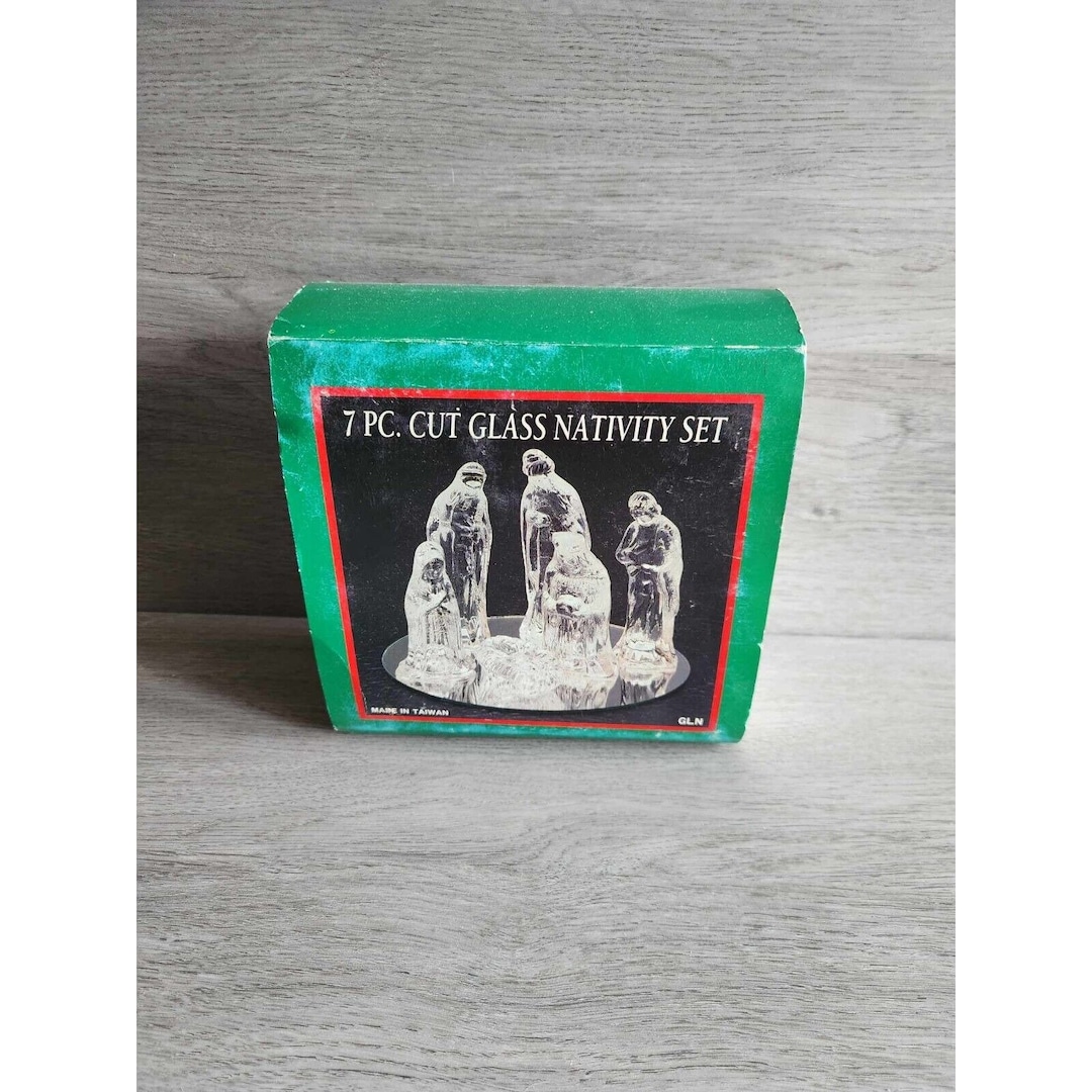 Vintage 7 Piece Clear Glass Nativity Scene 6 Pc 4 Miniature Set & 6 ...