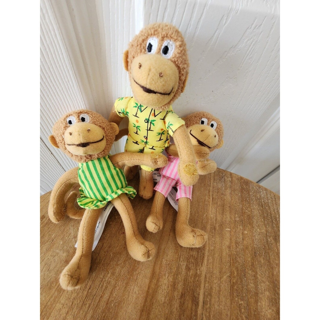 Five Little Monkeys Jumping Bed Finger Puppets Lot 3 Boy Girl Plush ...