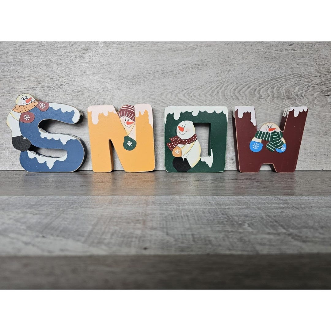 Vintage 2002 Enesco Alphabet Figurine Lot Spelling SNOW Christmas Decor ...