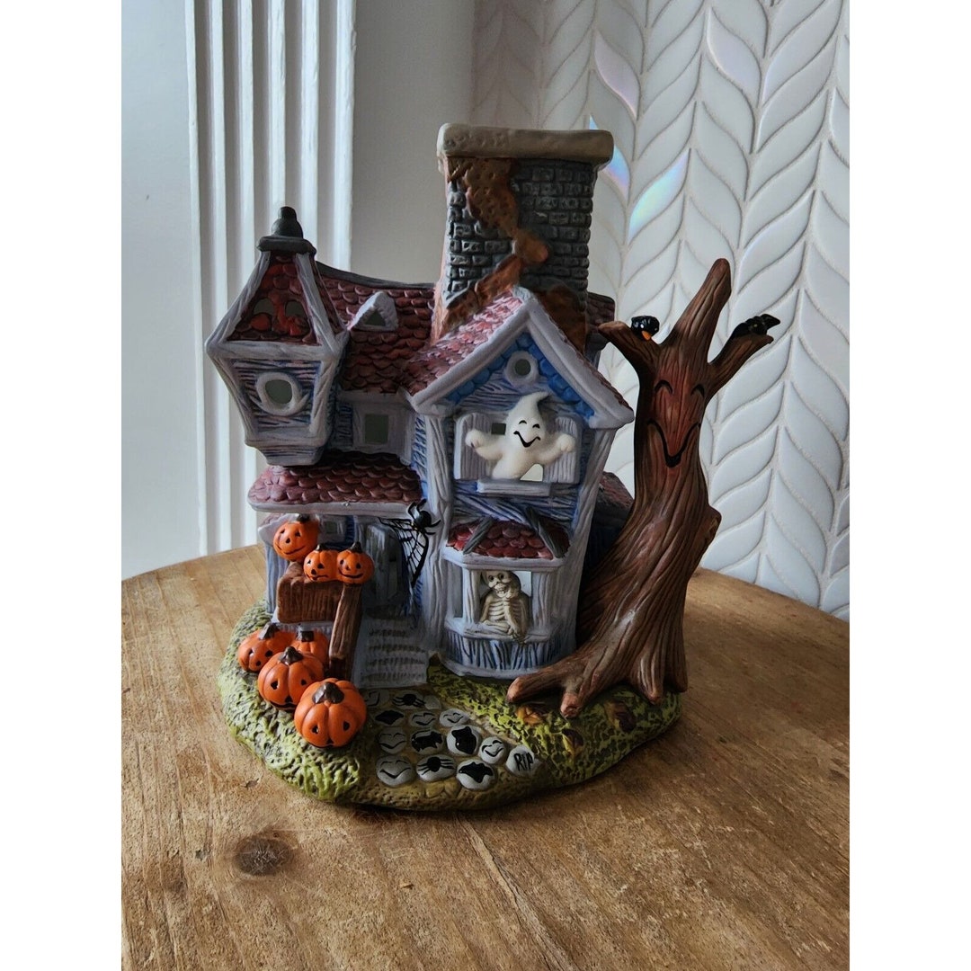 Partylite Ghostly Tealight Halloween Haunted House Retired Vintage EUC ...