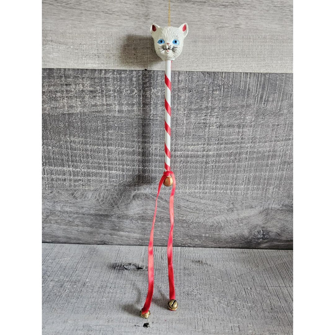 Vtg Pierrot Theatre Cat Porcelain Christmas Ornament Scepter Wand/stick ...