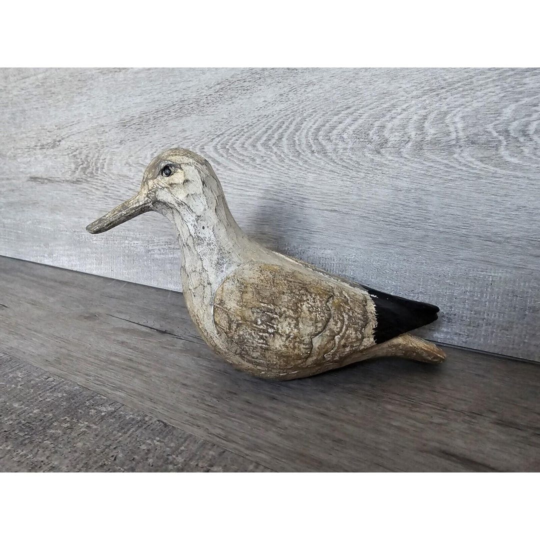 Hand Carved Wood Sea Bird Decoy Wood Nautical Beach Lifestyle 4.5" Tall ...