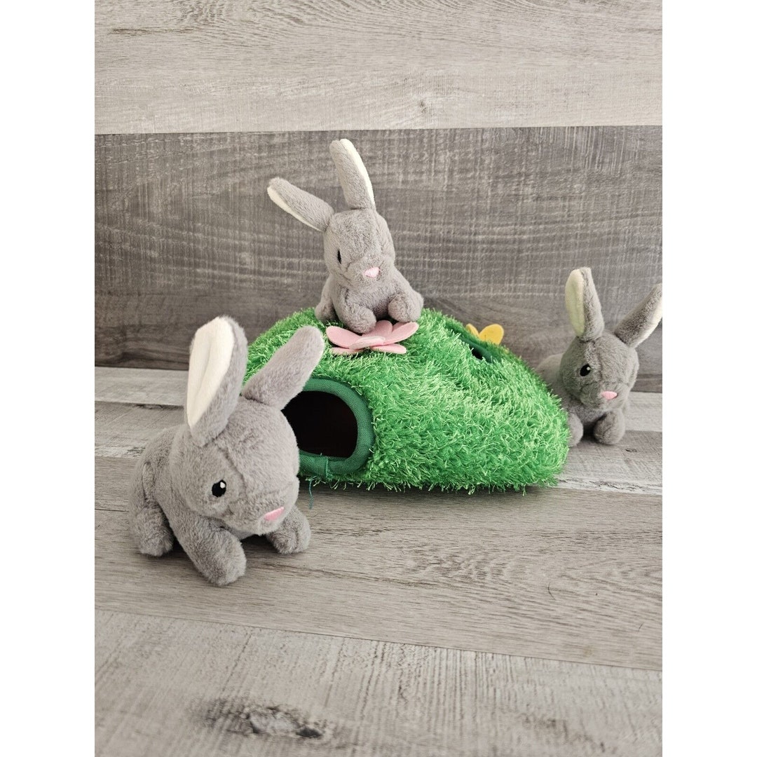 Frisco Spring Bunny Burrow With 3 Rabbit Squeeky Plush Spring Easter ...