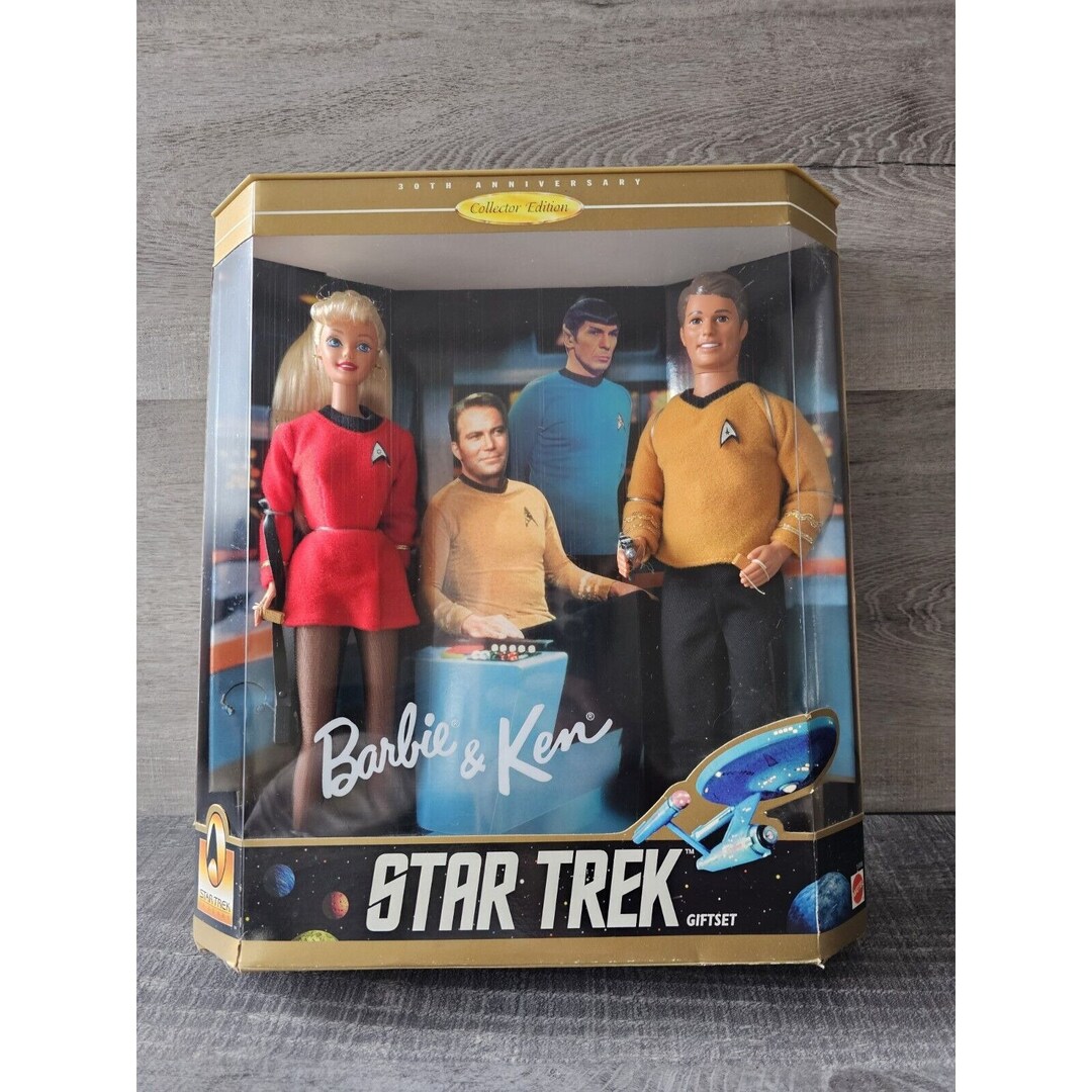 Vtg Star Trek Gift Set 30th Anniversary Collector Ed Barbie & Ken 1996 ...