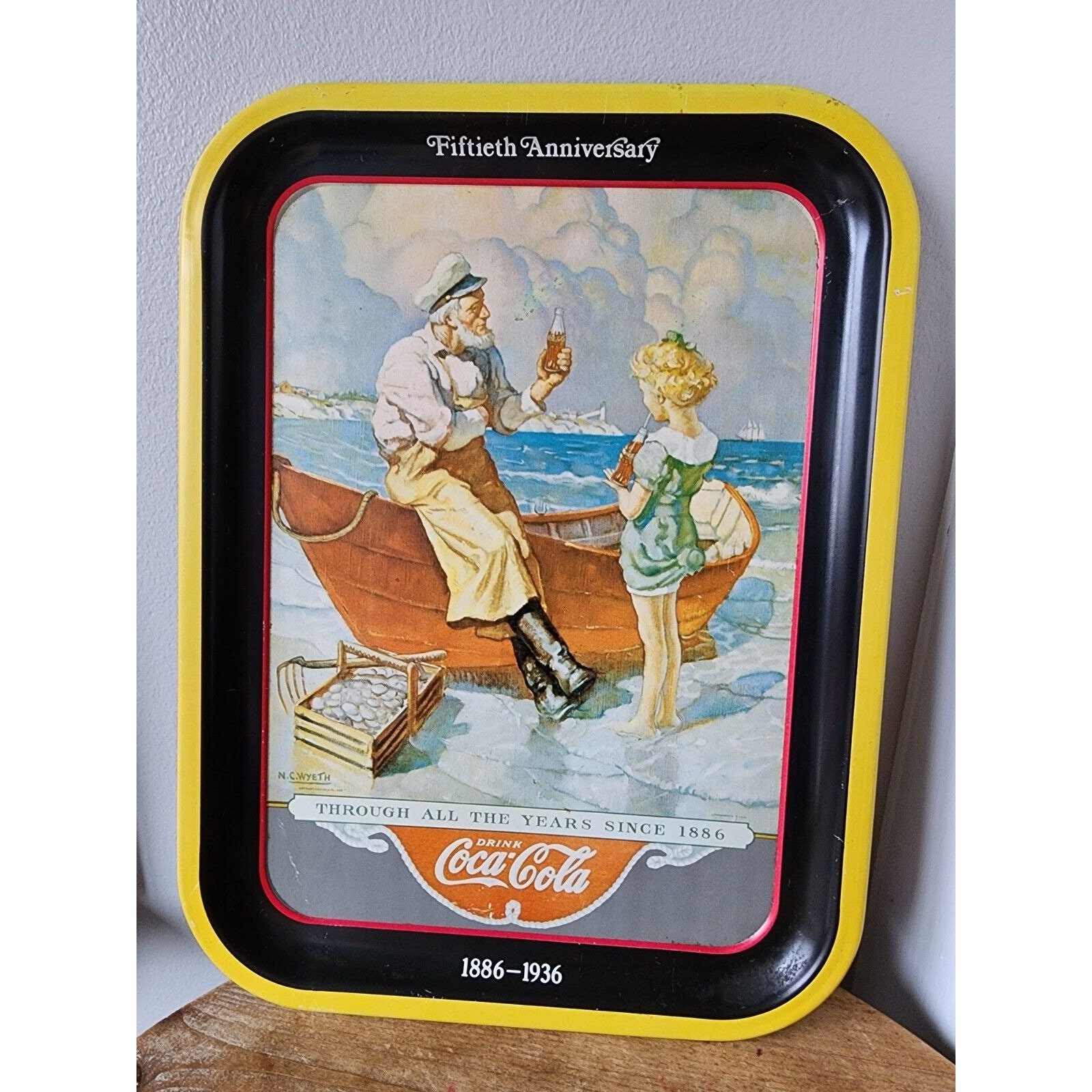 Vintage 1987 Coca-cola Sea Captain Tray 50th Anniversary Tin Tray Decor ...