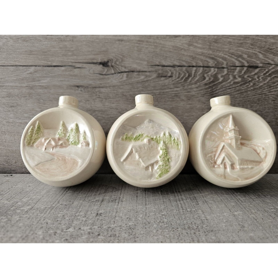 Vintage Duncan Enterprises Christmas Winter Scene Ceramic Ornament Lot ...