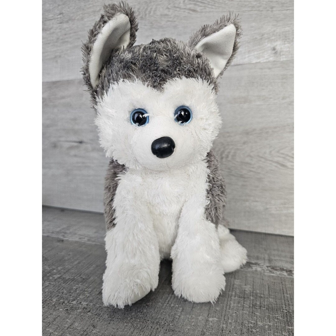 TY Classic Husky Dog Slush Plush White Gray Malamute 2009 Ice Blue Eyes ...