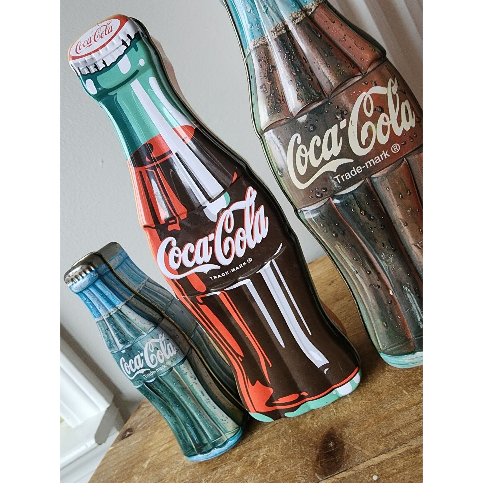 Lot of 3 Coca-cola Coca Cola Bottle Shaped Metal Tins Boxes 7 - Etsy