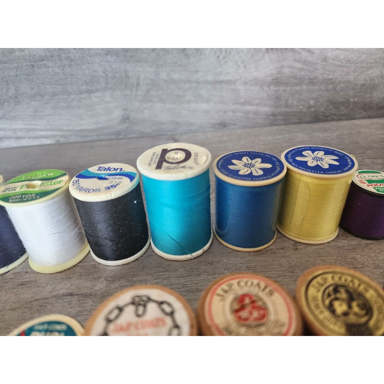 Vintage Lot of 19 THREAD Wooden Spools Sewing Crafts Rainbow Coats ...