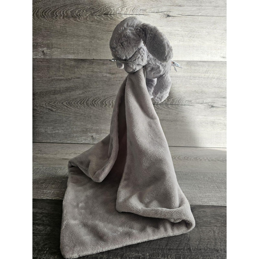 Jelly Cat Lovey Bashful Gray Bunny Soother Security Blanket Plush Soft ...