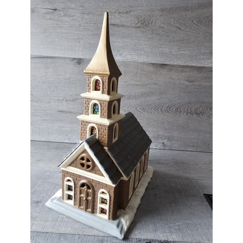 Vintage Stained Glass Church Christmas Village Byron Molds 1980 ...