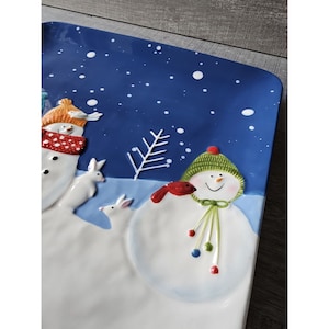 St. Nicholas Square 11" Square Snowmen Plate Platter Snow Days ...